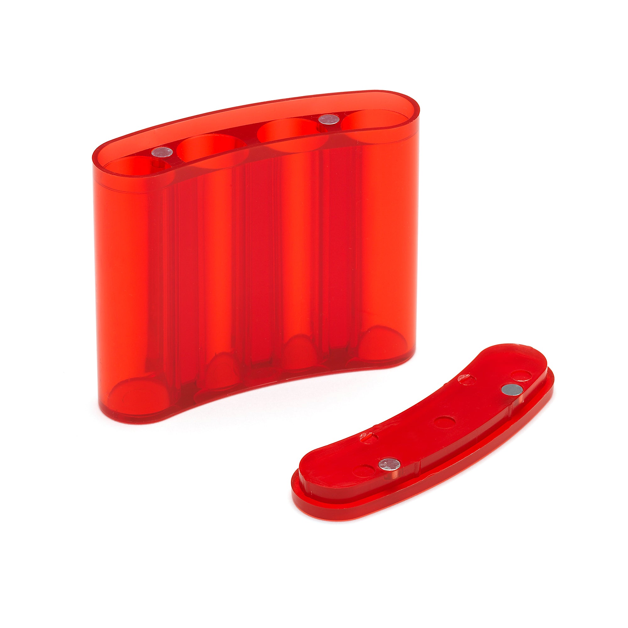 18650 4-Cell Battery Flask with Magnetic Lid – Red