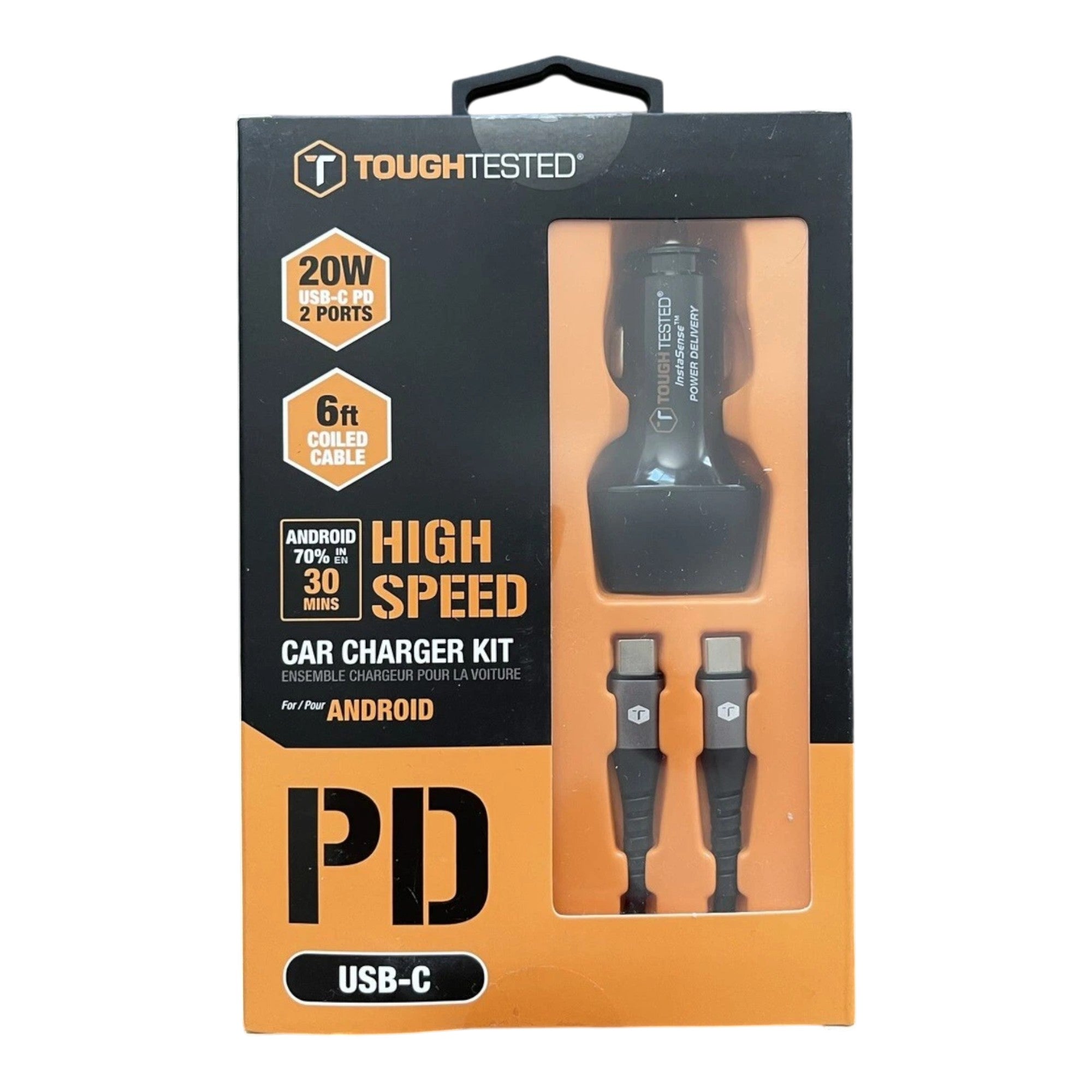 Tough Tested USB-C/USB-A 20W Car Charger & 6FT USB-C Cable Kit – Fast