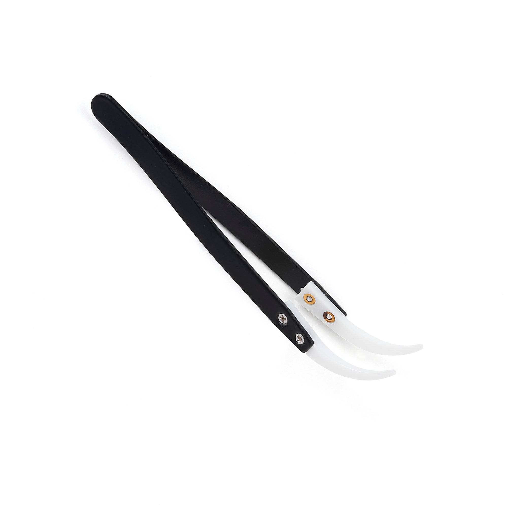 Stainless Steel / Ceramic Tweezers - Curved White Tips